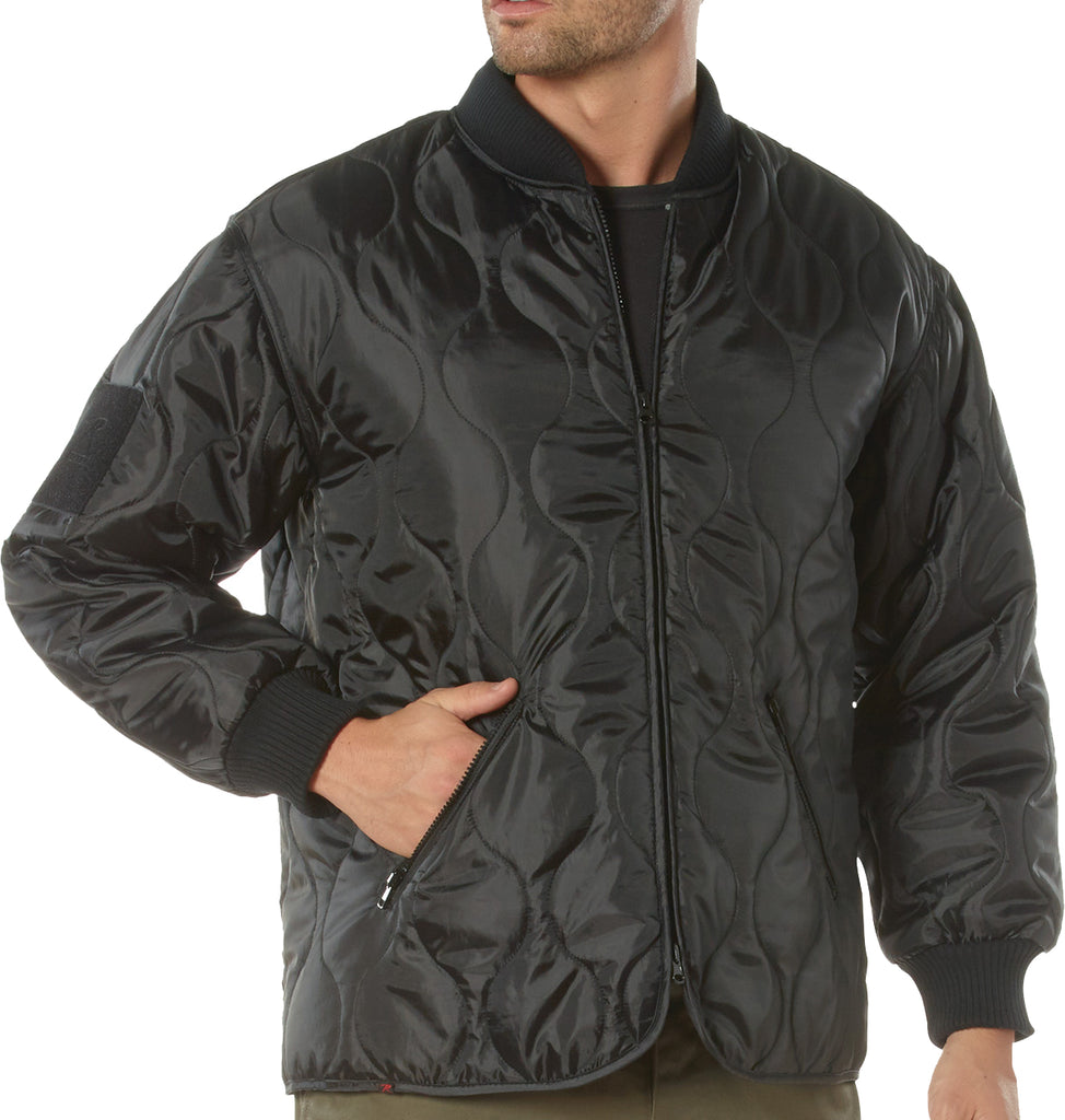 Black - Concealed Carry Quilted Woobie Jacket - Galaxy Army Navy