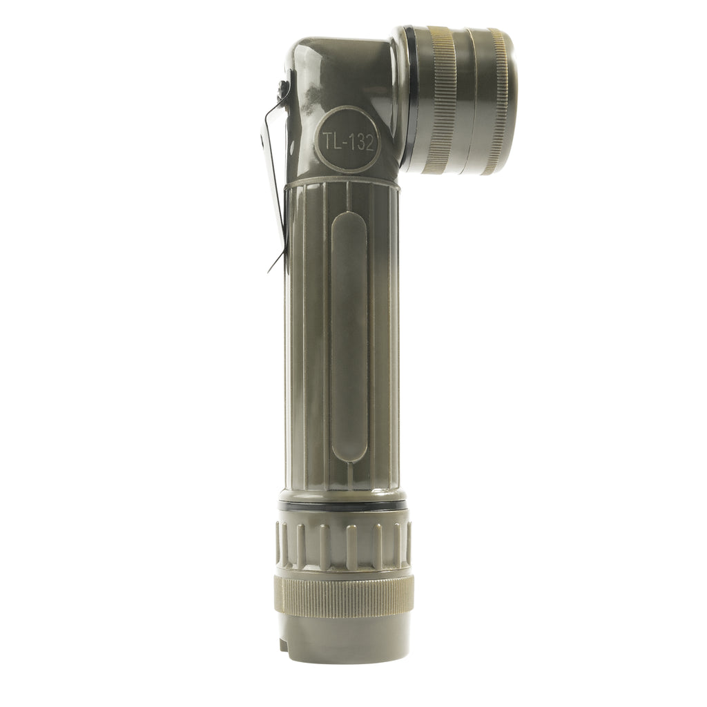 Olive Drab Military Style C-Cell Anglehead Flashlight - Army Crookneck ...