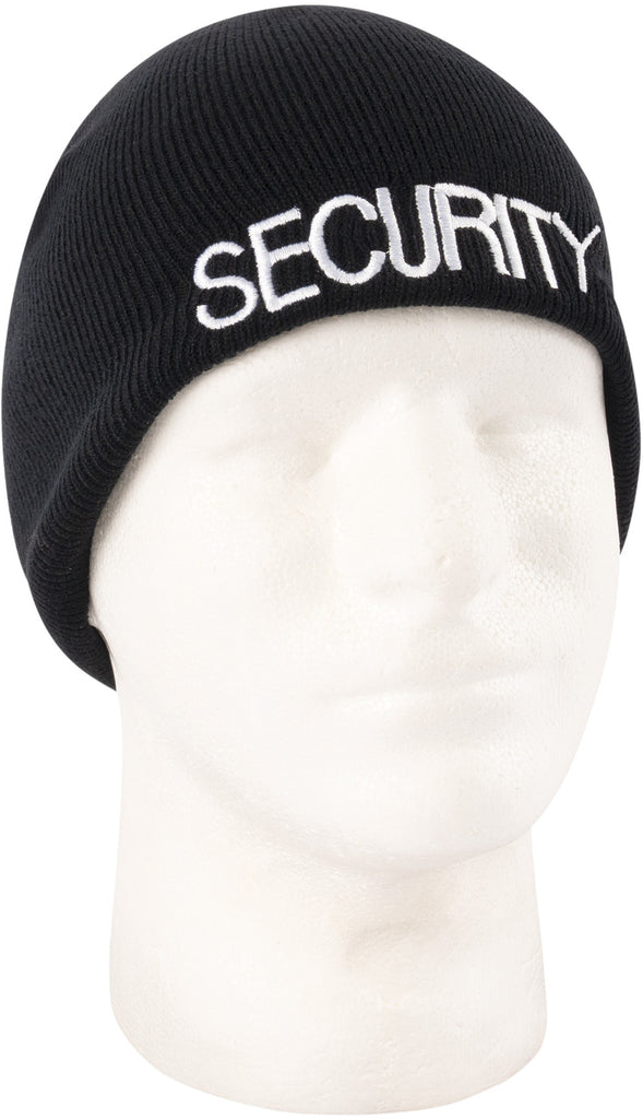 Black - SECURITY Skull Cap, Acrylic Beanie for Guards & Officers ...