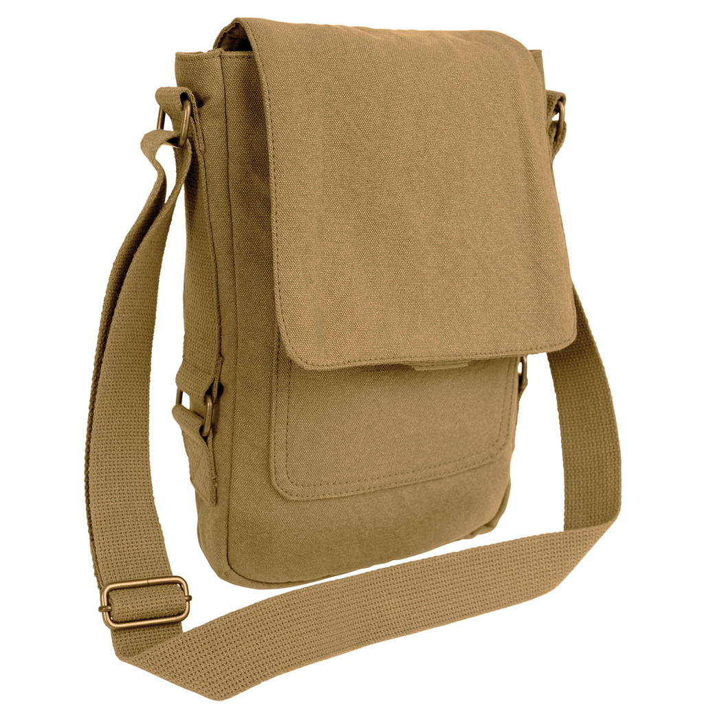 Coyote Brown - Tactical Tablet Tech Shoulder Bag - Vintage Cotton ...