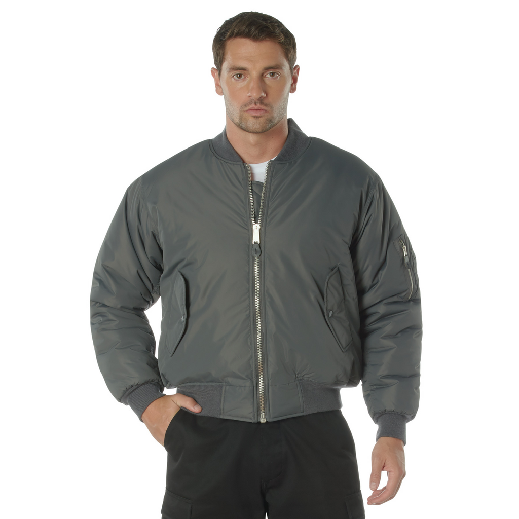 Gunmetal Grey - Enhanced Nylon MA-1 Flight Jacket - Galaxy Army Navy