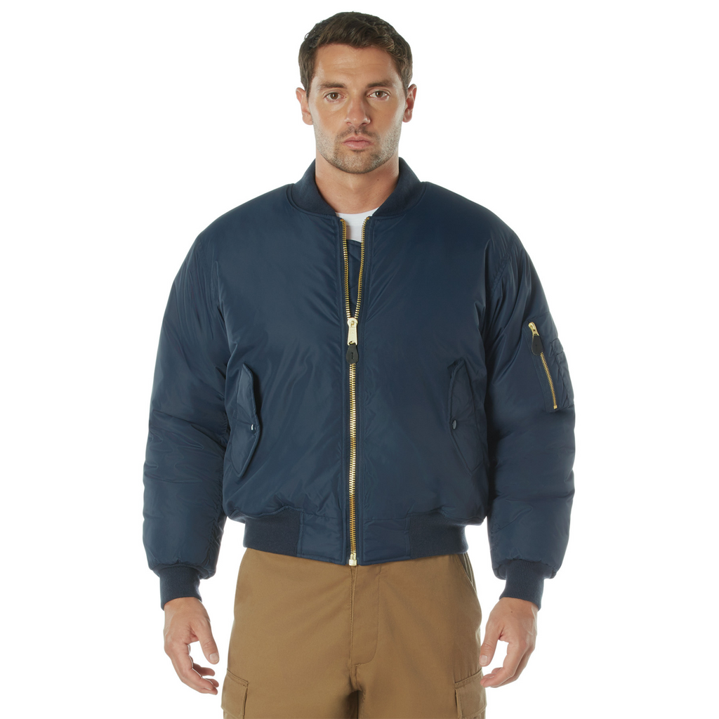 Navy Blue Enhanced Nylon MA-1 Flight Jacket - Galaxy Army Navy