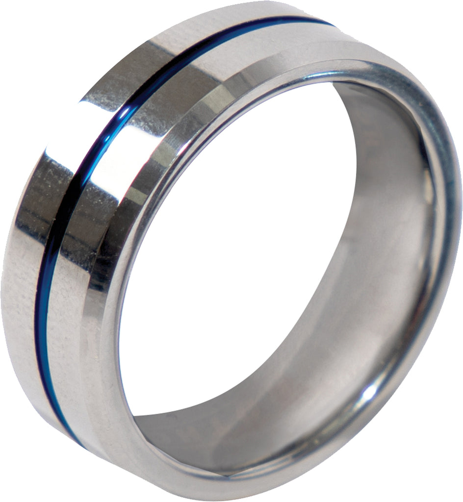 Tungsten Carbide Thin Blue Line Ring - Galaxy Army Navy