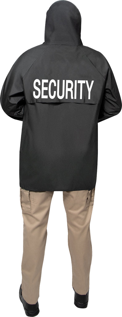 Black Security Rain Jacket - Nylon, Waterproof - Galaxy Army Navy