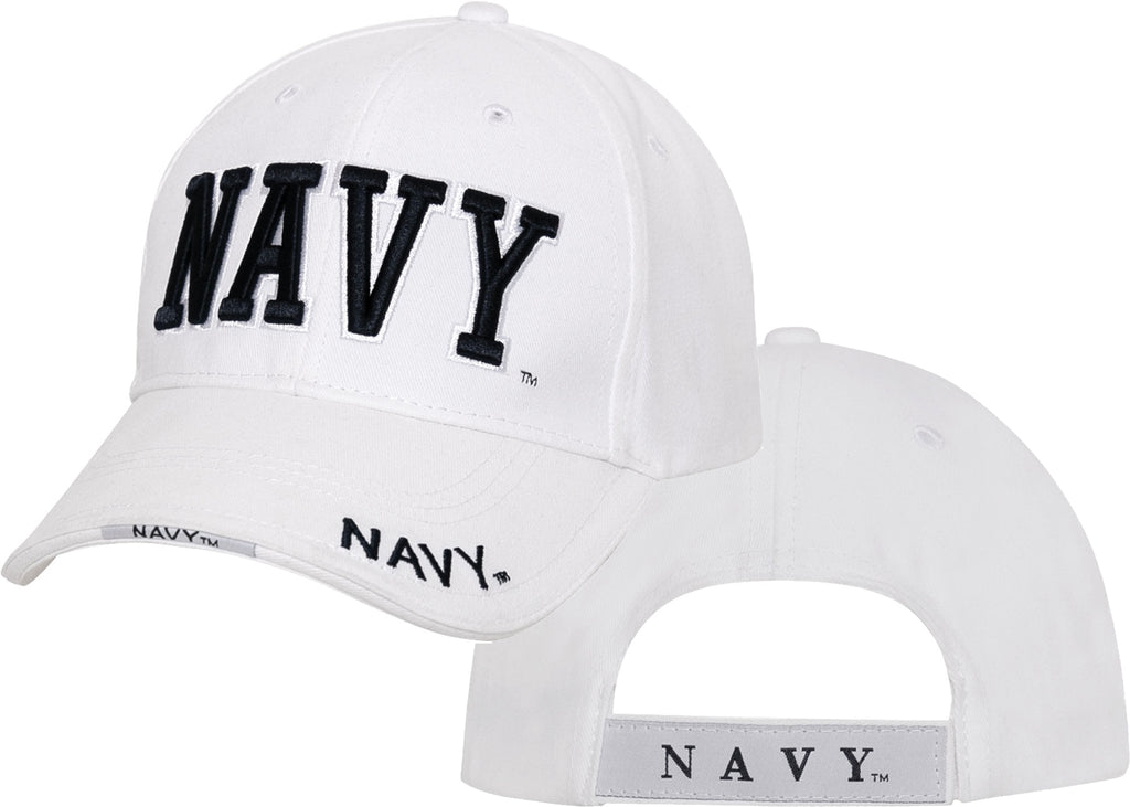 White US NAVY Baseball Hat Adjustable Low Profile USN Deluxe 3D ...