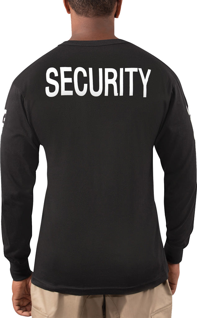 Black Poly Cotton Long Sleeve Two-Sided Security T-Shirt - Galaxy Army Navy
