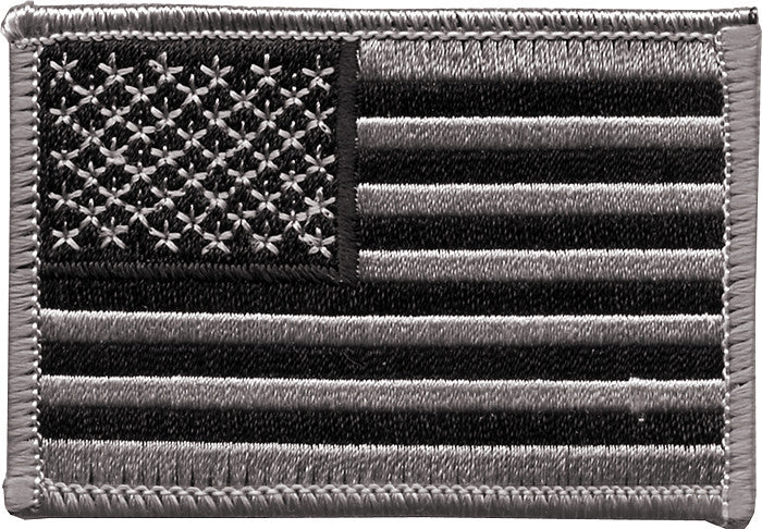 Black Silver - US Flag Sew On Patch - Galaxy Army Navy