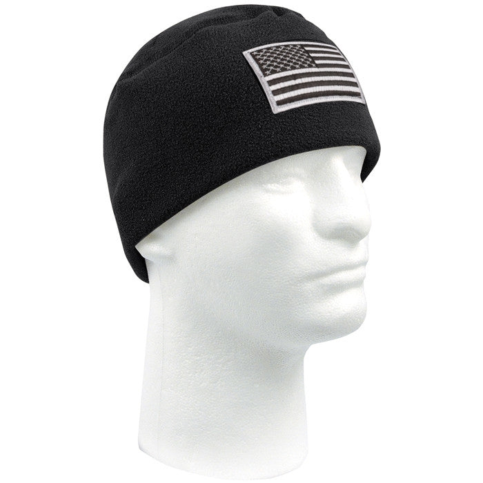 Black - Military Polar Fleece Watch Cap with Patch Attachment - Galaxy ...