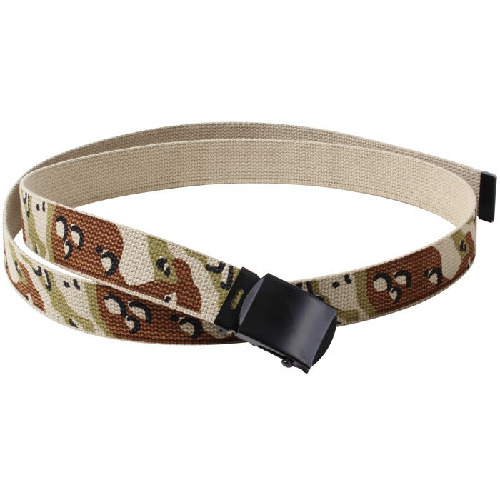 Desert Camouflage Six Color - Military Web Belt with Black Buckle 54 in ...
