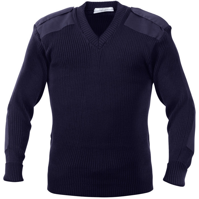Navy - Military GI Style V-Neck Commando Sweater - Acrylic - Galaxy ...
