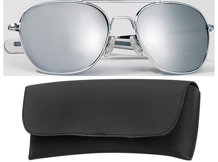 Chrome - Military 52mm Air Force Pilots Aviator Sunglasses with Case ...