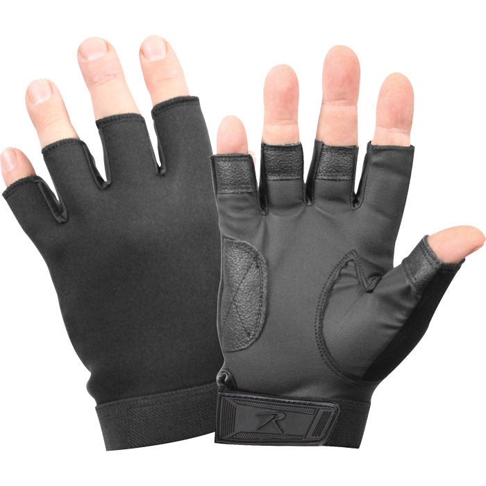 Black - Law Enforcement Tactical Fingerless Gloves - Galaxy Army Navy