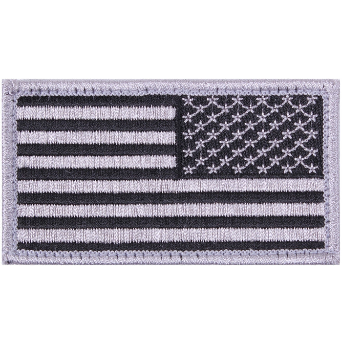 Silver Black - Reverse US Flag Patch with Hook and Loop Closure ...