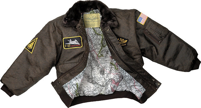 Brown - Kids Military WWII Aviator Flight Jacket with Patches - Galaxy ...