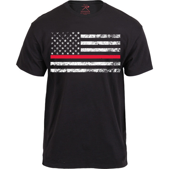 Black - Thin Red Line US American Flag Support the Firemen T-Shirt ...
