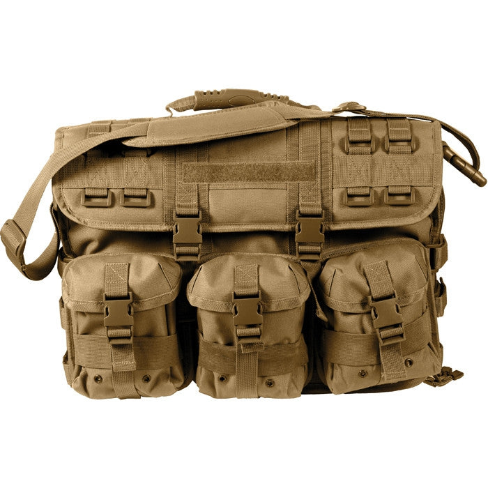 Coyote Brown - MOLLE Tactical Computer Briefcase Bag - Galaxy Army Navy