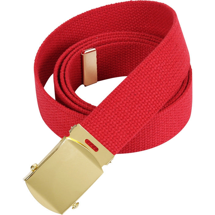Red - Military Web Belt with Brass Buckle 54 in. - Galaxy Army Navy