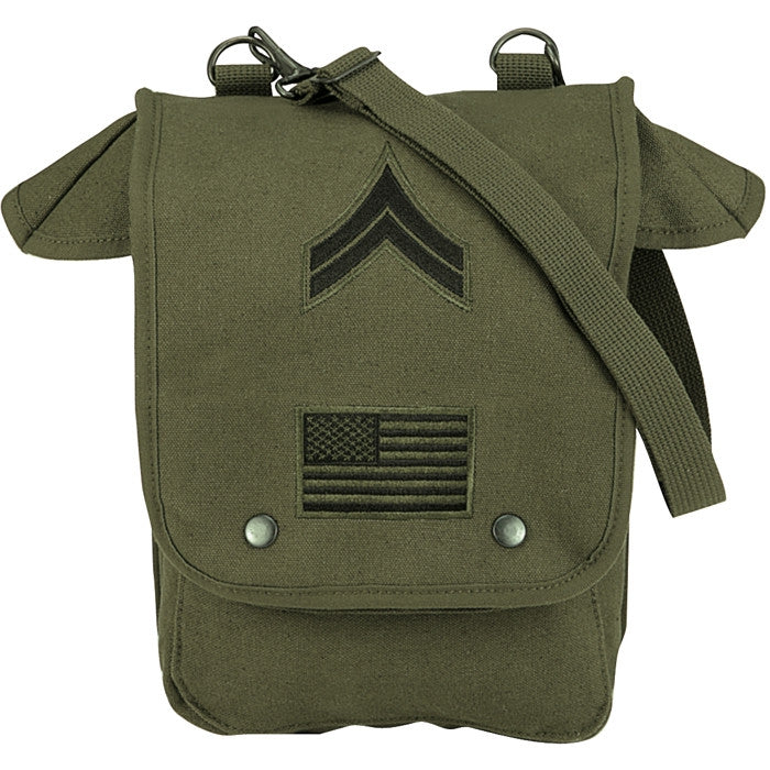 Olive Drab - Military Map Case Shoulder Bag with Military Patches ...