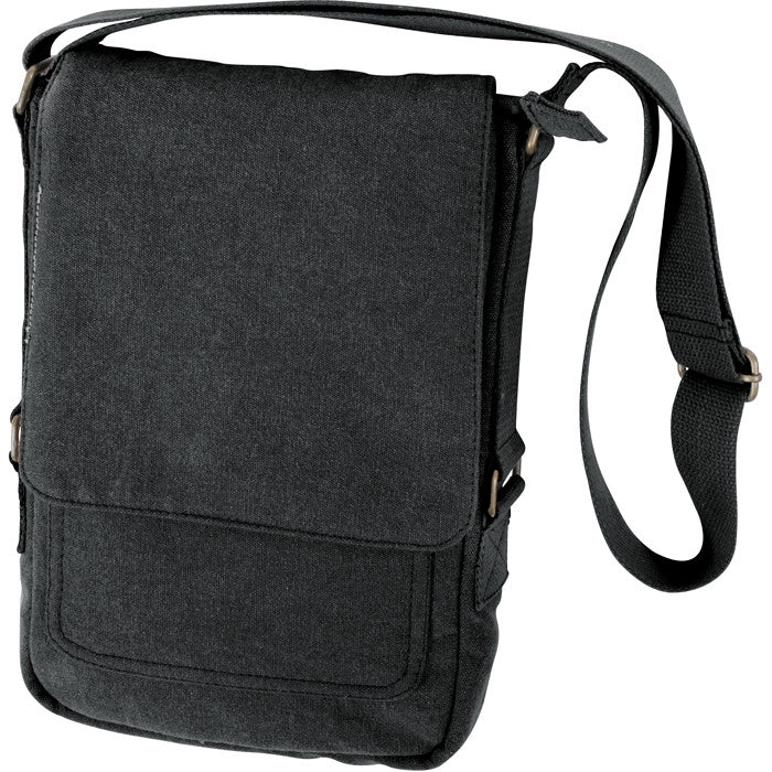 Black - Tactical Tablet Tech Shoulder Bag - Vintage Cotton Canvas ...