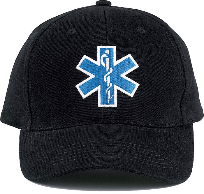 Black - Public Safety Adjustable Cap with EMS EMT Logo - Galaxy Army Navy