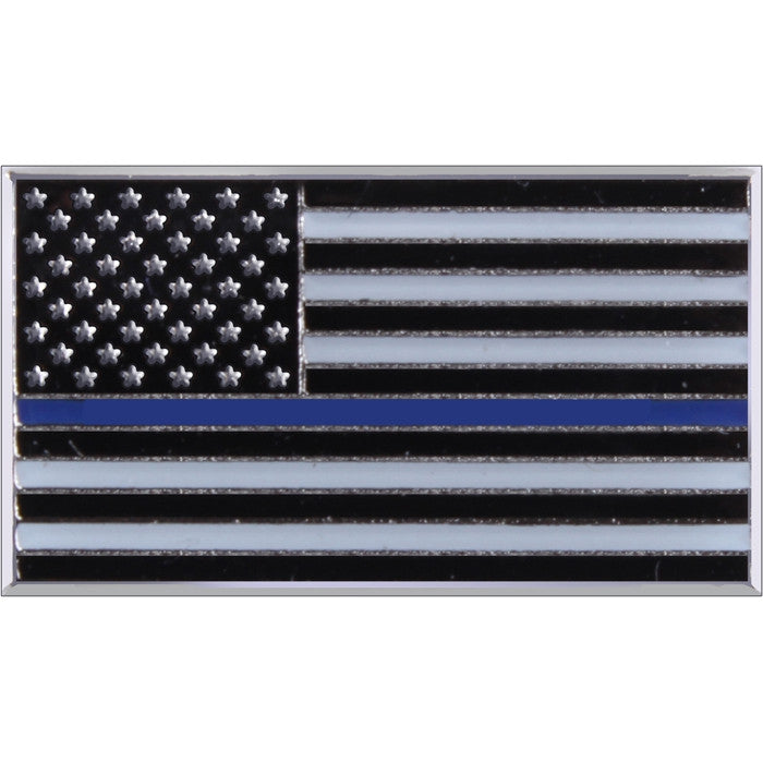 Thin Blue Line "Support the Police" US Flag Pin - Galaxy Army Navy