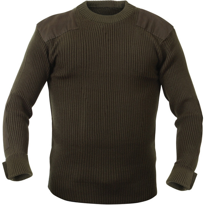 Olive Drab - Military Style Commando Acrylic Crewneck Sweater - Galaxy ...
