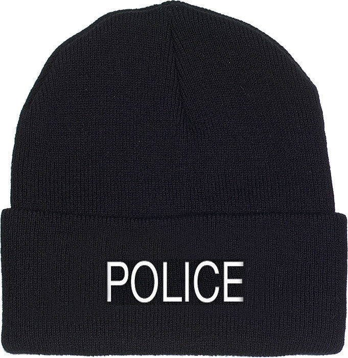 Black - POLICE Watch Cap, Winter Beanie for Law Enforcement Officers ...