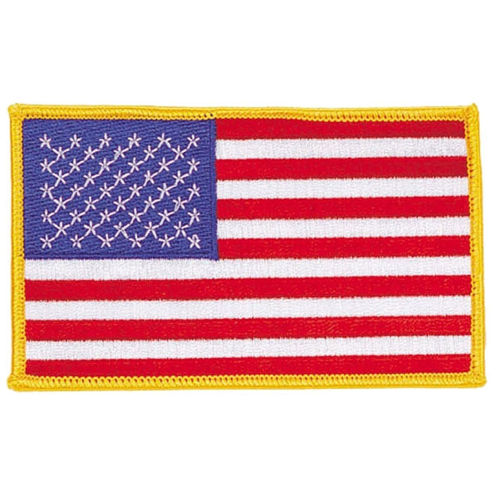 Red White Blue - US Flag Sew On Patch with Gold Border - Galaxy Army Navy