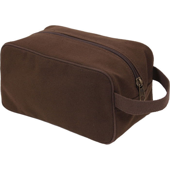 Brown - US Army Style Travel Kit Case - Cotton Canvas - Galaxy Army Navy